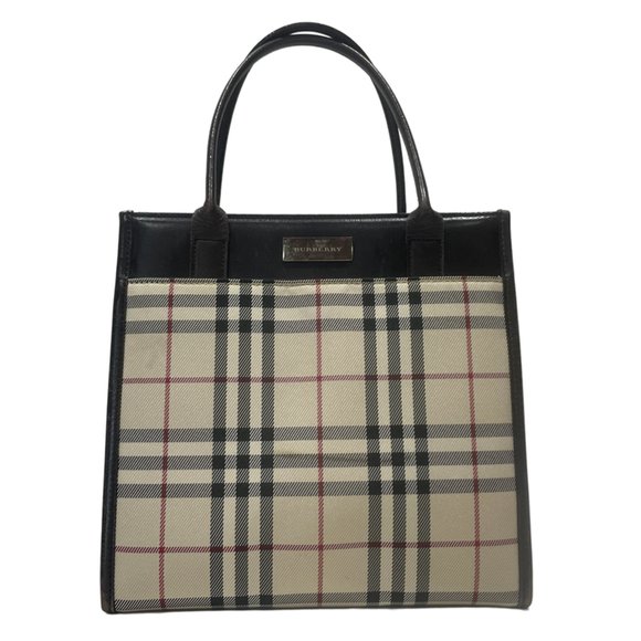 Burberry | Bags | Burberry Tote Bag Logo Plate Check Square Mini Womens ...